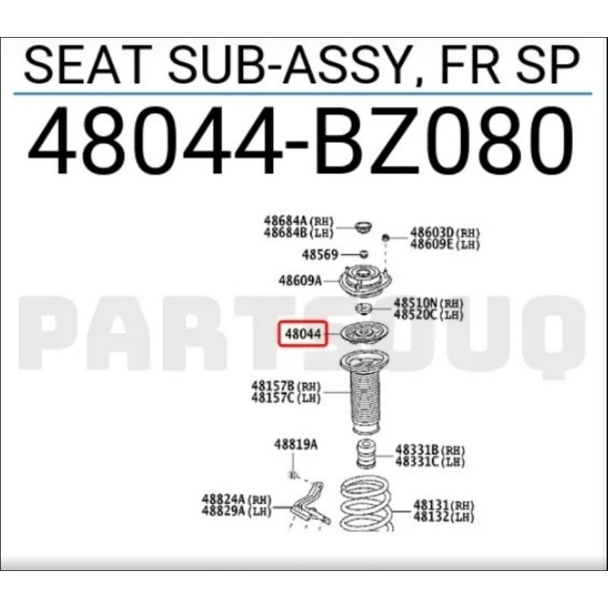 แผ่นรองสปริงโชคอัพตัวบนหน้า Toyota F651 (48044-BZ080) แท้ห้าง Chiraauto ...