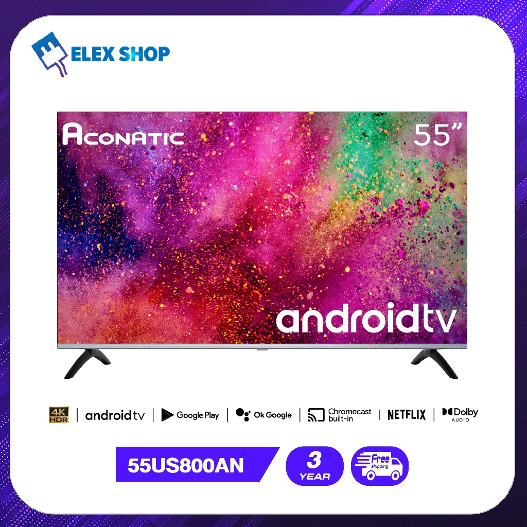Aconatic ทีวี 55 นิ้ว LED 4K UHD Android TV 11.0 รุ่น 55US800AN ระบบปฏิบัติการ Android/Netflix ...