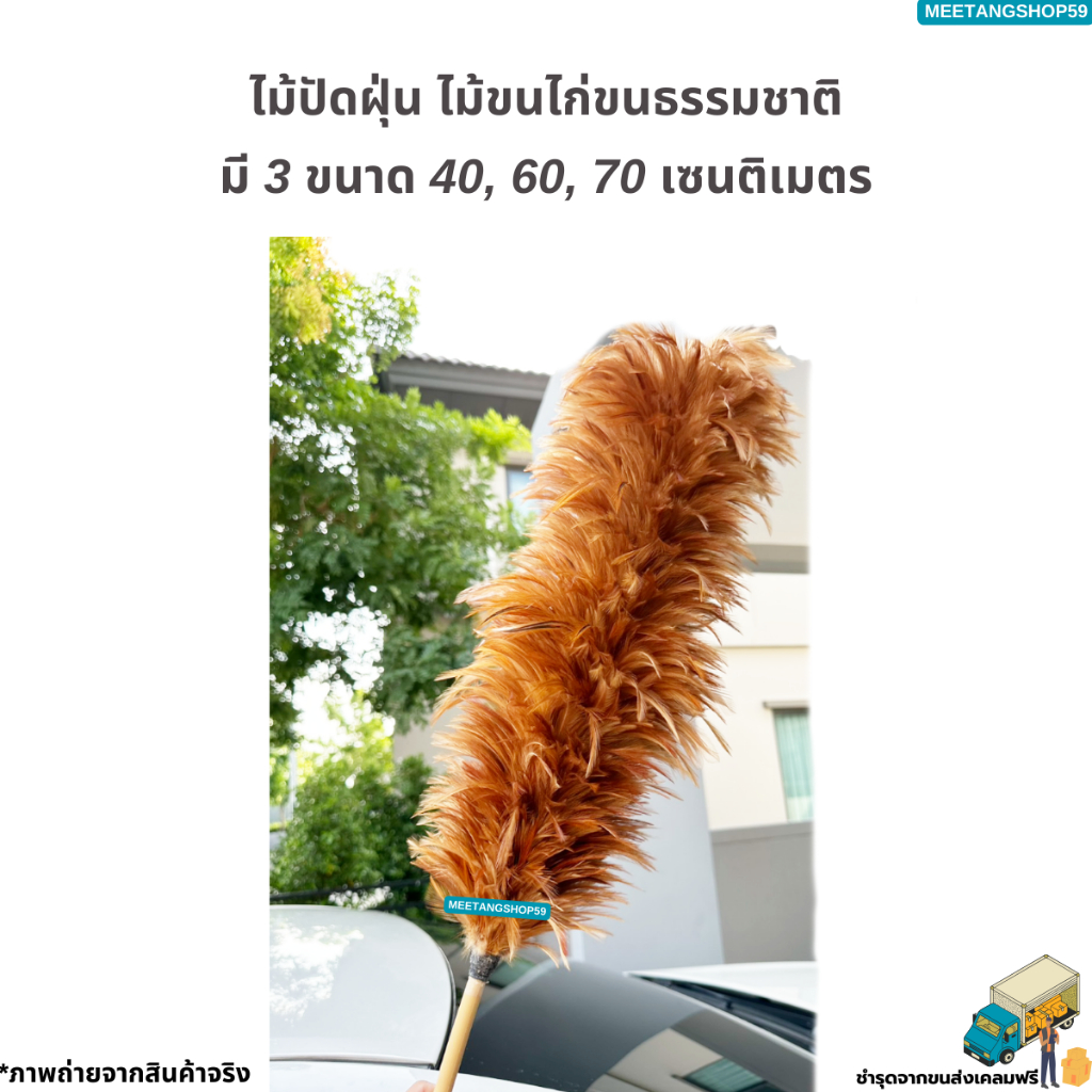 ไม้ขนไก่ขนธรรมชาติ ไม้ปัดฝุ่น ที่ปัดฝุ่น มี3ขนาด 40,60,70 เซนติเมตร ...