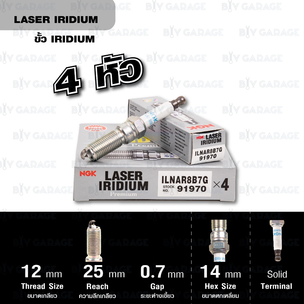 NGK หัวเทียน LASER IRIDIUM 【 ILNAR8B7G 】ใช้สำหรับ MG HS '18> / GS '16 ...