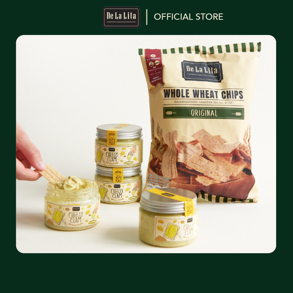 SET Cheesy Clam Dip & Chips 🧀 เซ็ตดิปหอยลายชีสและขนมอบกรอบโฮลวีต ...