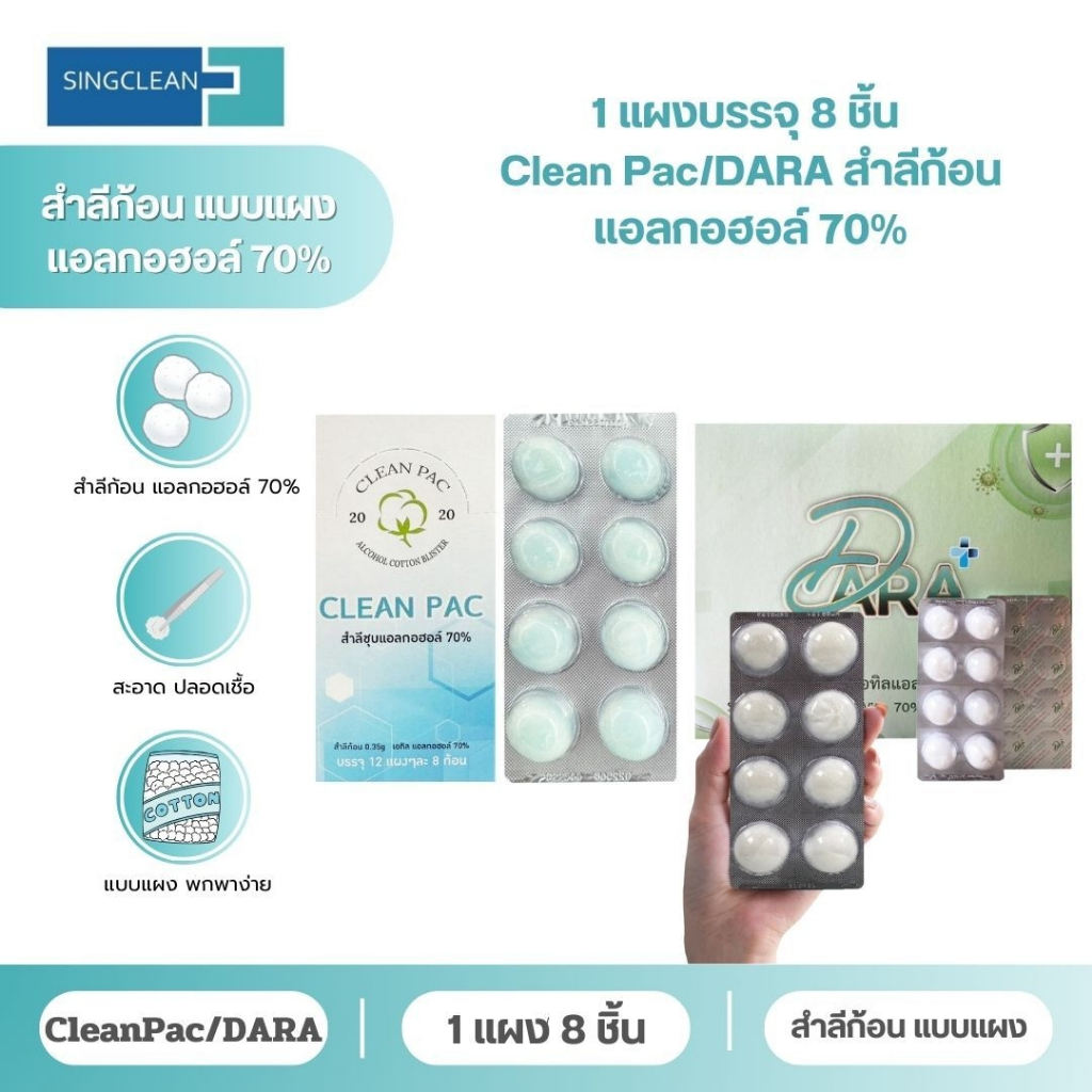 สำลีก้อนชุบแอลกอฮอล์ 70%Sterile Alcohol Cotton Ball-Ethyl Alcohol 70%ยี่ห้อ DARAPLUSและClean Pac ...