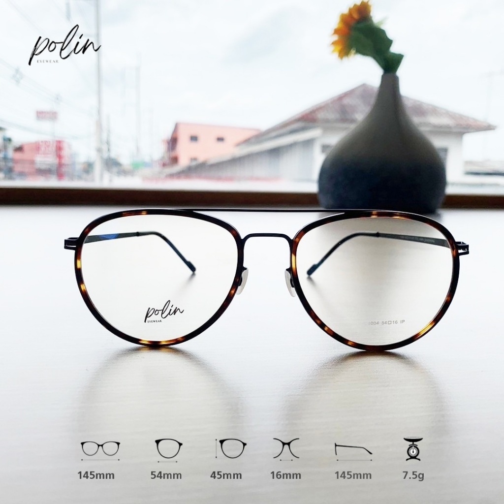Polin 1004 กรอบแว่นเนื้อไทเทเนียม เบาทน ไร้สกรู ทรงสวยหรู | Shopee Thailand