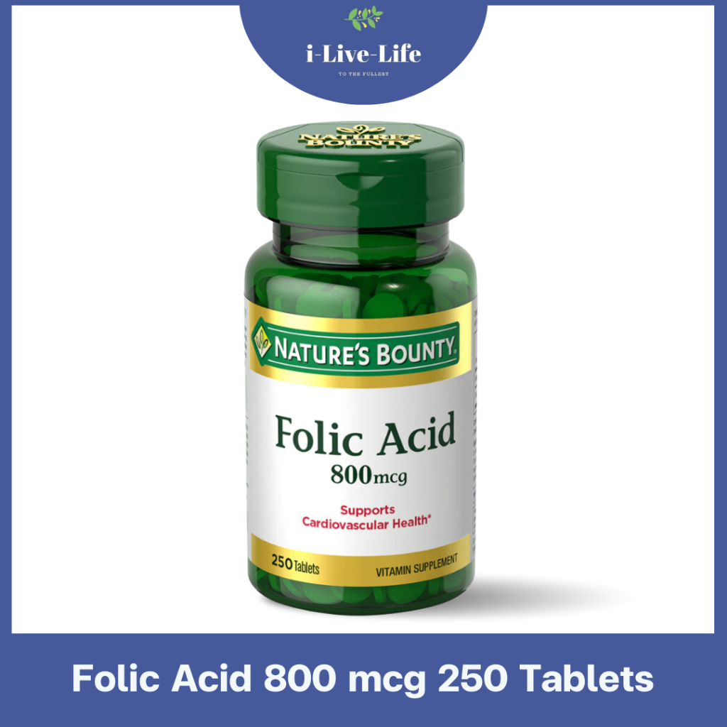 โฟลิค Folic Acid 800 mcg 250 Tablets - Nature's Bounty | Shopee Thailand