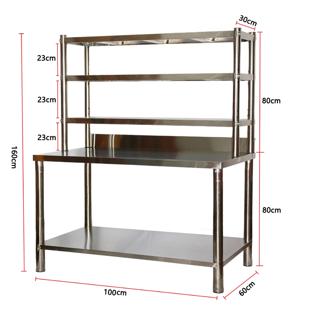 KTCH เกรด304 พร้อมชั้นวาง ชั้นวางโต๊ะ ชั้นเก็บของ โต๊ะสแตนเลส ชั้นวางของในครัว Stainless Steel ...