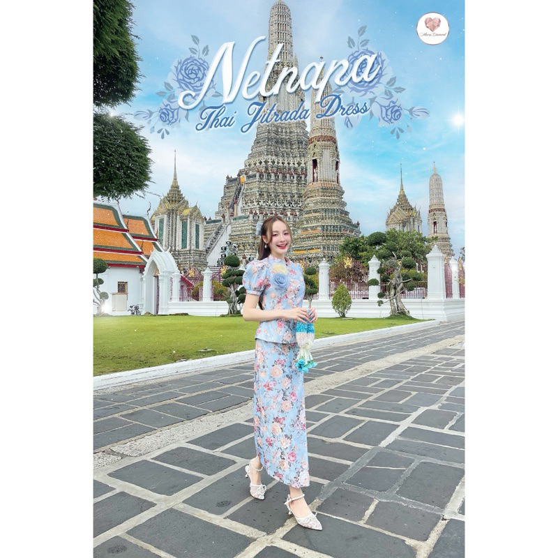 พร้อมส่ง KV93 💎 Maria Diamond 💎 New Size M 🩵💐 Limited Netnapa Thai Jitrada Dress 💐🩵 | Shopee ...