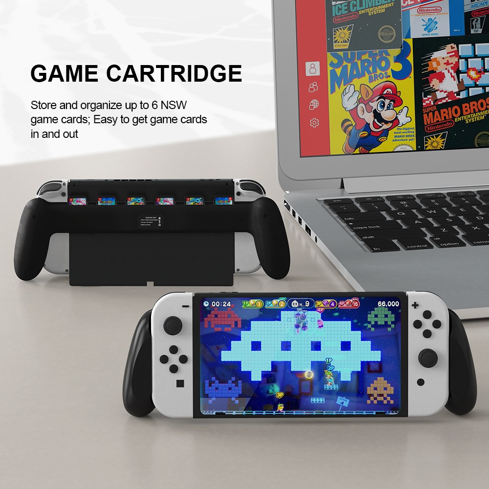 GRIP จับ Switch OLED ด้ามจับคอนโทรลเลอร์เกม SwitchOLED พร้อมดีไซน์ที่เก็บการ์ดเกม | Shopee Thailand