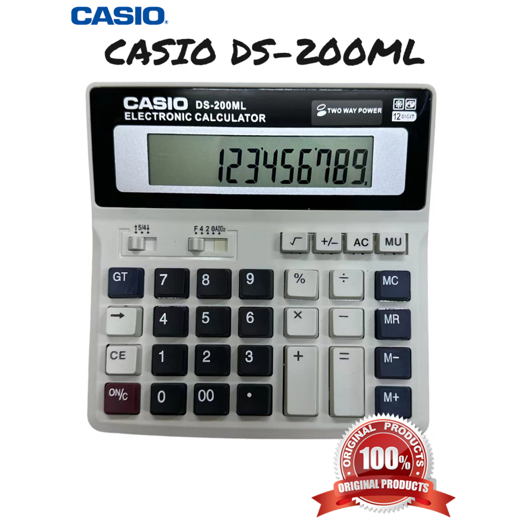 เครื่องคิดเลข Casio DS-200ML เครื่องคิดเลขตั้งโต๊ะcalculator 12หลัก เชค ...