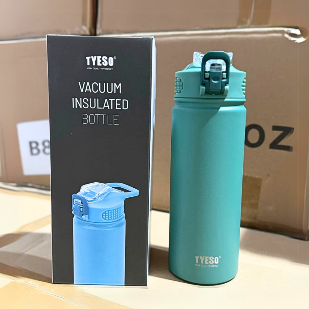 TYESO ขวดสูญญากาศ ขวดสแตนเลส 304 ขวดเก็บอุณหภูมิร้อน/เย็น มีหลอด 600ml 750ml TS-8770C | Shopee ...