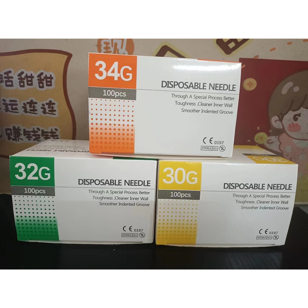 🌼ส่งจากไทย🌼เข็มเจาะผิวหนังแบบใช้แล้วทิ้ง 30G/32G/34g 1.5 มม./2.5/4/13/25 มม. ปลายแหลมคมพร้อมใช้ ...