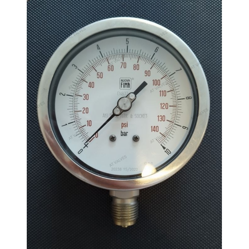 NUOVAFIMA pressure gauge Dial 4" Bottom 316L G1/2" 0-10Bar | Shopee Thailand