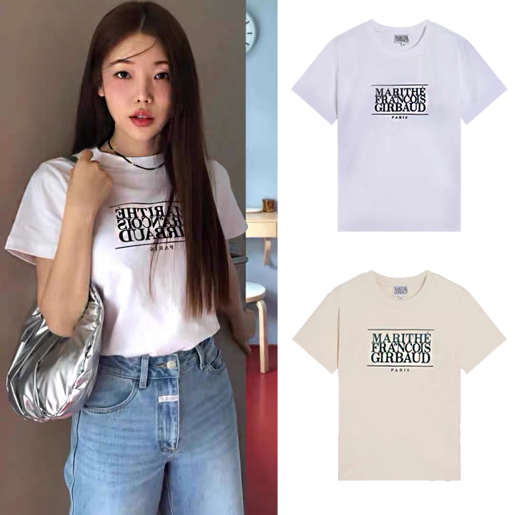 🇰🇷 ของแท้/พร้อมส่ง นำเข้าจากเกาหลี Marithe T-shirt สไตล์คลาสสิก | Shopee Thailand