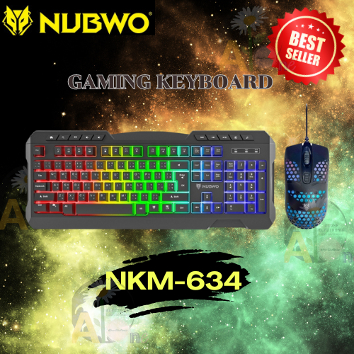 NUBWO ชุดคีย์บอร์ด+เมาส์ มีไฟเท่ๆ NKM-634 Keyboard & Mouse Wired Combo Set USB | Shopee Thailand