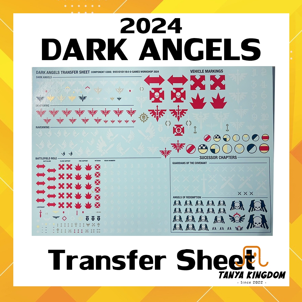 Warhammer 40k - Dark Angels Transfer sheet 2024 - (decal) ดีคอล รูปลอก ...