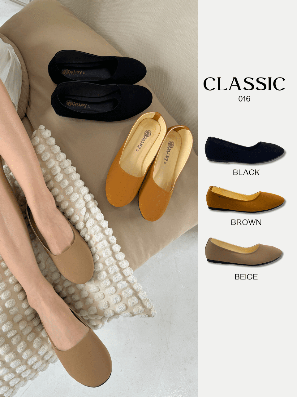 Sharisa Shoes รุ่น CLASSIC (016) รองเท้าคัทชูหัวมน พื้นนิ่ม ส้นแบน งาน ...