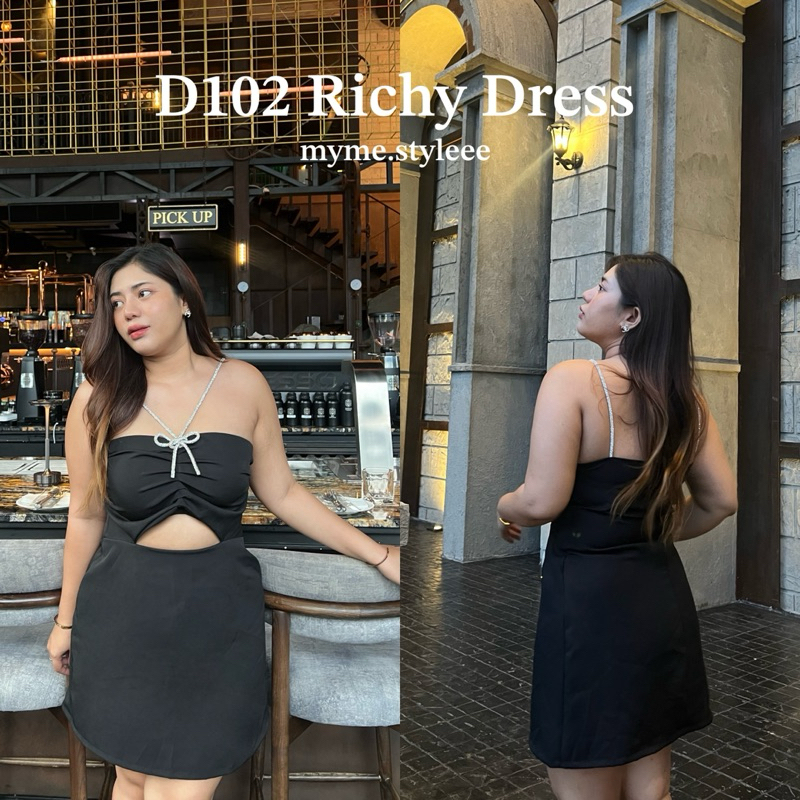 D102 Richy Dress - myme.styleee เดรสไฮโซสายเพรชสาวอวบ | Shopee Thailand