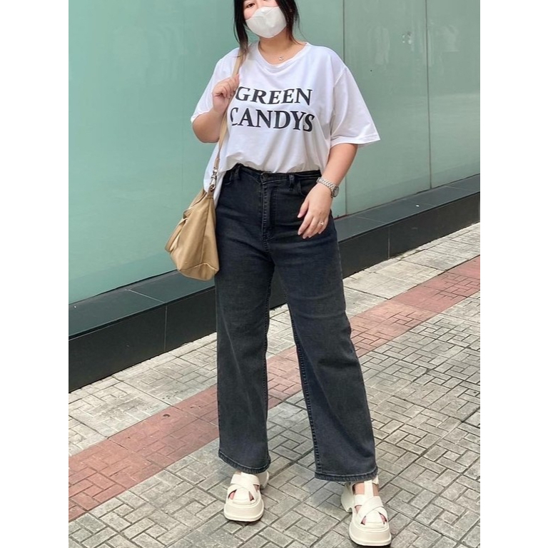 Snow black jeans กางเกงยีนส์เอวสูง สีดำฟอก กางเกงยีนส์สาวอวบ ...