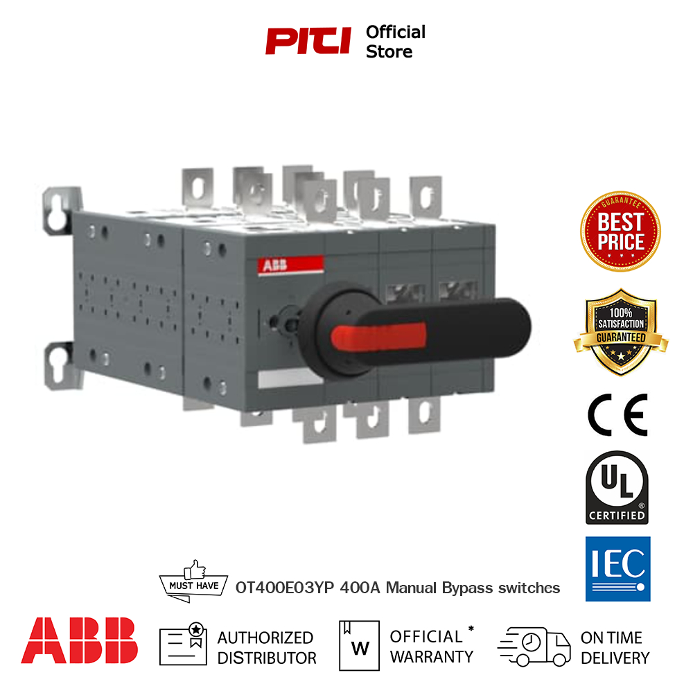 ABB OT400E03YP 400A 3P Manual Bypass switch รวมสวิตซ์ 3 ตัวเข้าด้วยกัน การทำงานแบบ VFD | Shopee ...