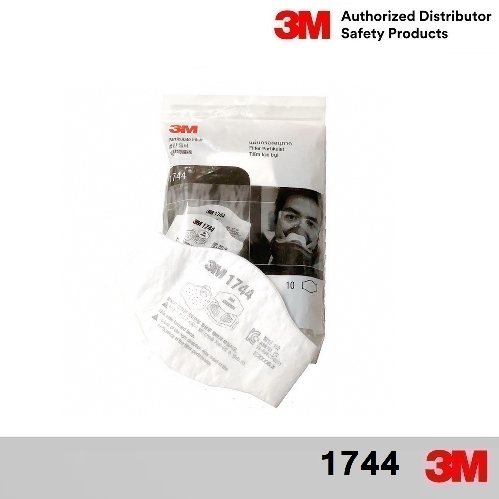 3M 1744 แผ่นกรองฝุ่น (10ชิ้น) P2 PARTICULATE FILTER ใช้ร่วมกับหน้ากากไส้กรองเดี่ยวรุ่น HF50 ...