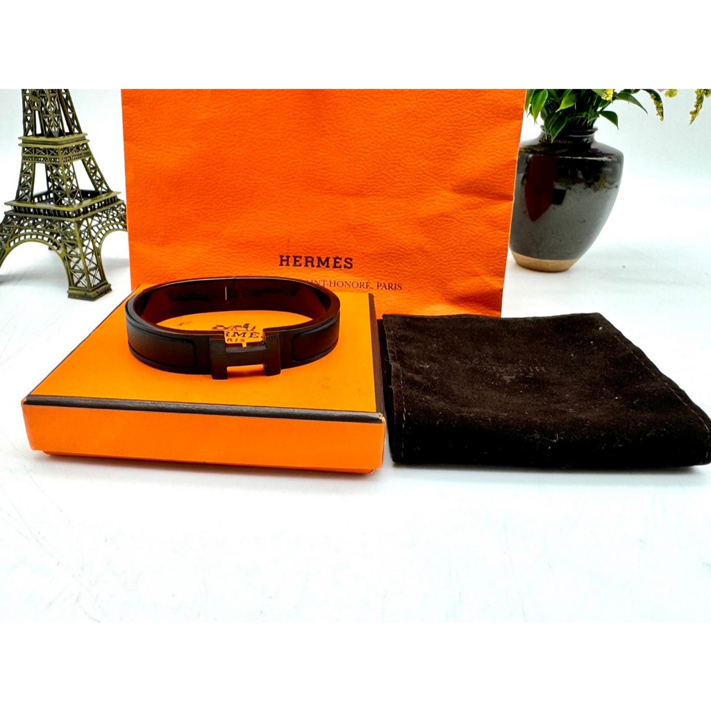 Used กำไล Hermes clic H Size : PM สีดำด้าน | Shopee Thailand