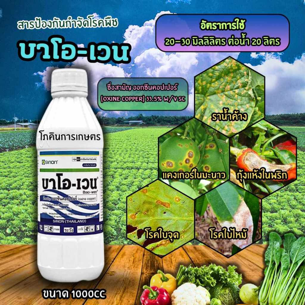 สารป้องกันกำจัดโรคพืช บาโอ-เวน (ออกซีนคอปเปอร์ (oxine copper) ขนาด ...