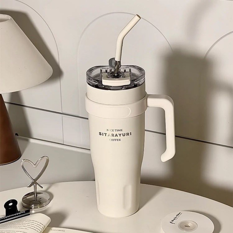 SITARAYURI (ของแท้) แก้วขนาดใหญ่ แก้วเก็บความเย็น/ร้อน 1400ml แก้วสแตนเลสสุญญากาศ SUS304 แก้วหู ...