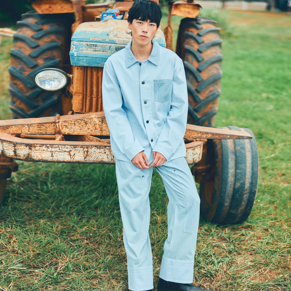 [MOO 7/24] Stripe Workwear Patch Pants กางเกงขายาว ผ้าคอตตอน ทรงกระบอก ...