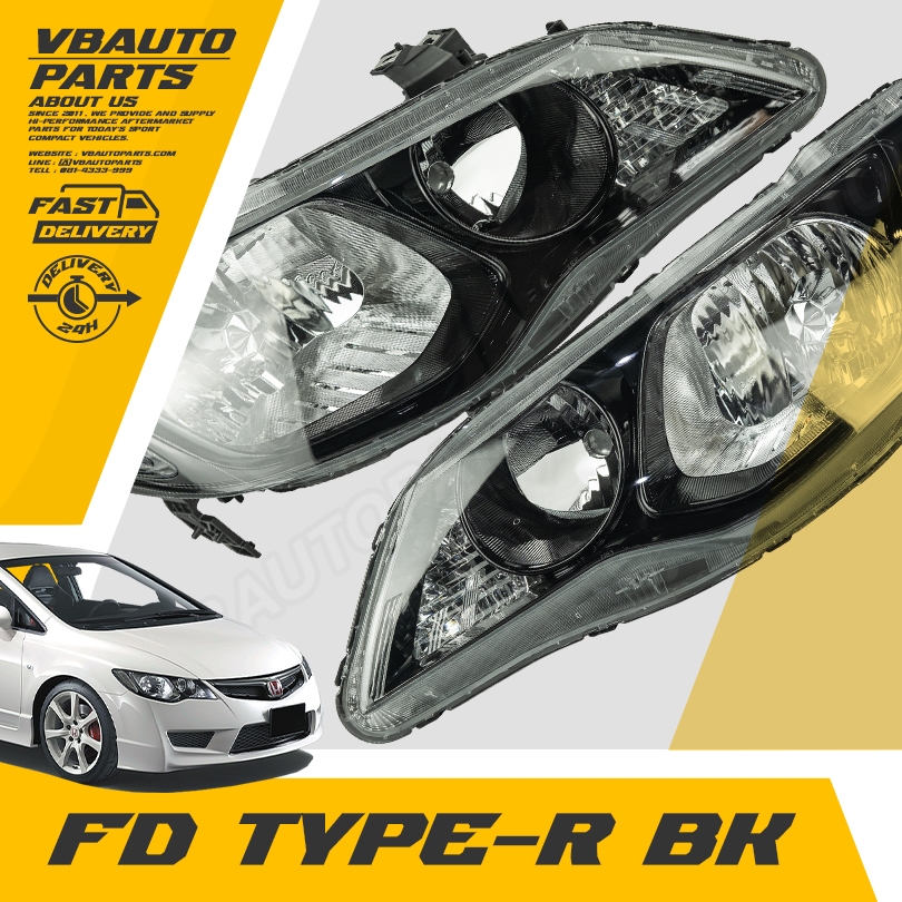 ไฟหน้า Civic FD Type-R (BLACK) (ราคาต่อคู่) | Shopee Thailand