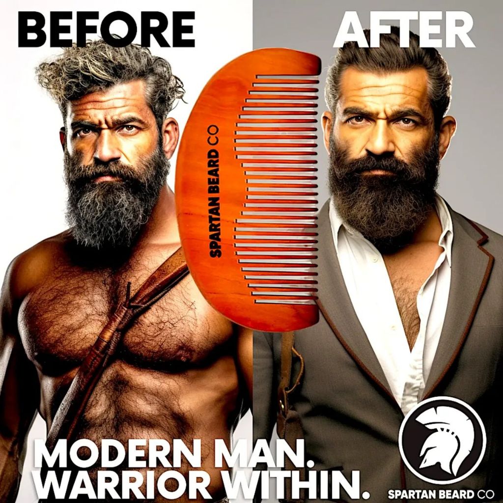 SPARTAN™ Beard 🧔🏻 Comb หวีเครา ทำจากไม้ขนาดพกพา งานฝีมือบรรจุกล่อง ...