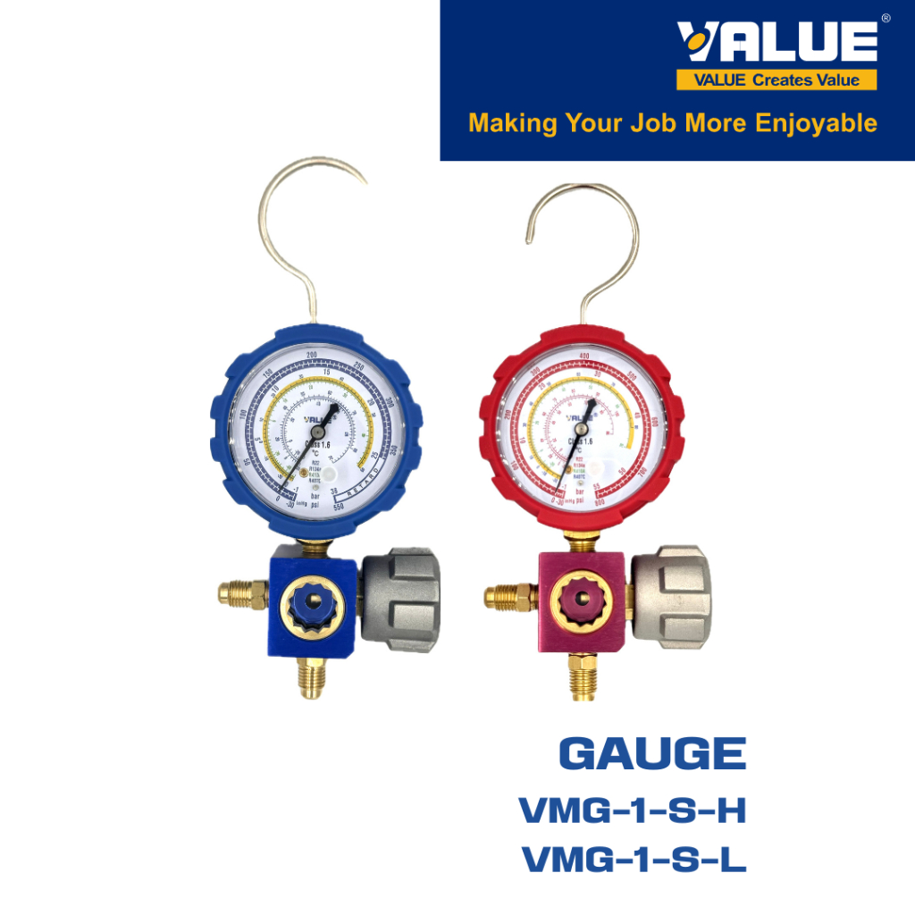 Value เกจวัดน้ำยาเกจเดี่ยว รุ่น VMG-1-S-H (สีแดง) VMG-1-S-L(สีน้ำเงิน) | Shopee Thailand