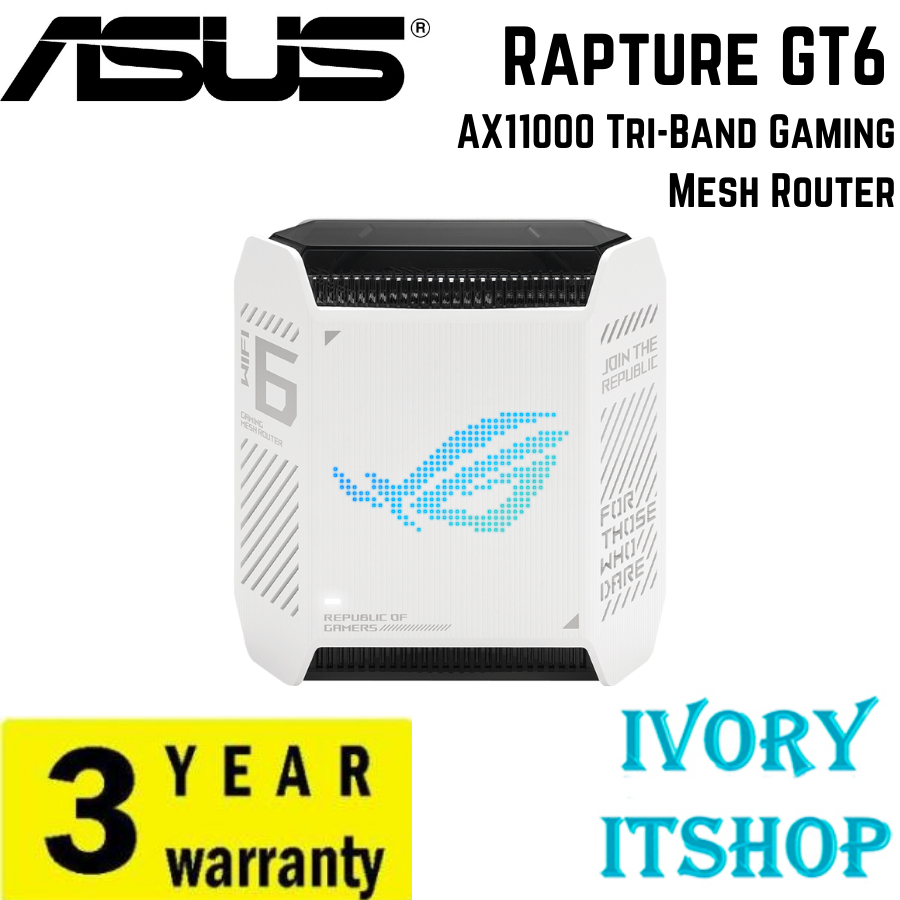 ASUS ROG Rapture GT6 White (2PK) Tri-Band WiFi 6 Gaming Mesh WiFi ...
