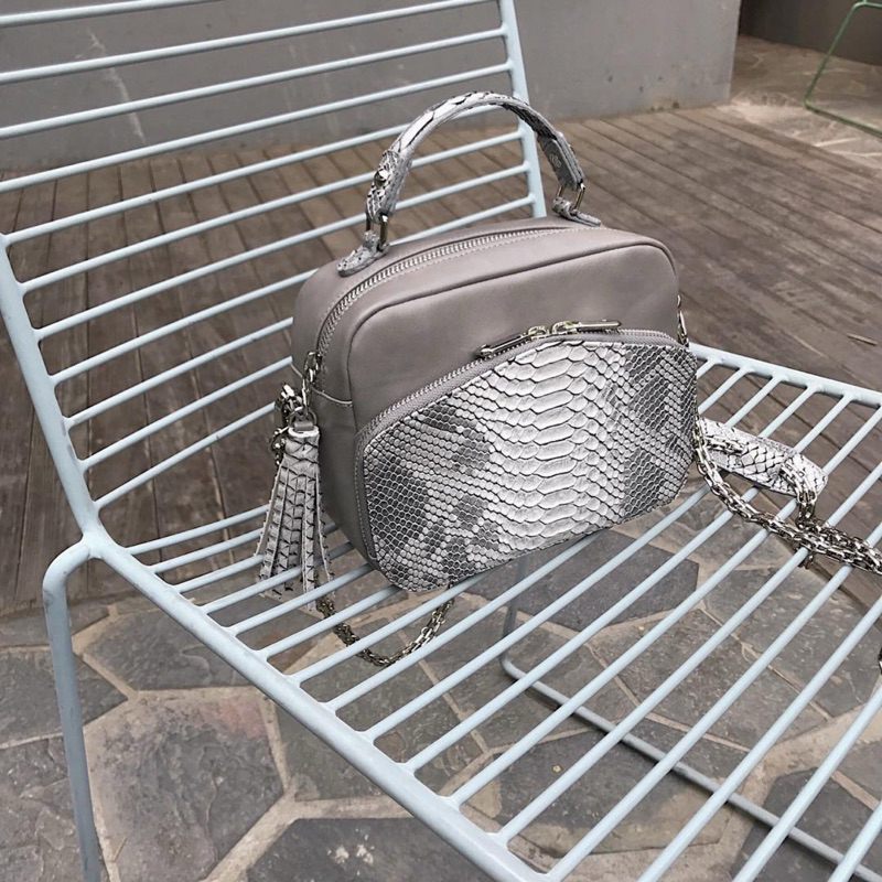 Tallulah Mini Riley in grey python bag >used