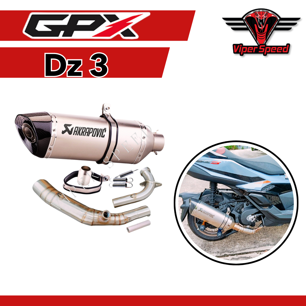 ชุดท่อ GPX DZ3 ปี 2024 แสตนเลสสวม 2 นิ้ว(51 มิล)+ปลายท่อ 18 นิ้ว | Shopee Thailand