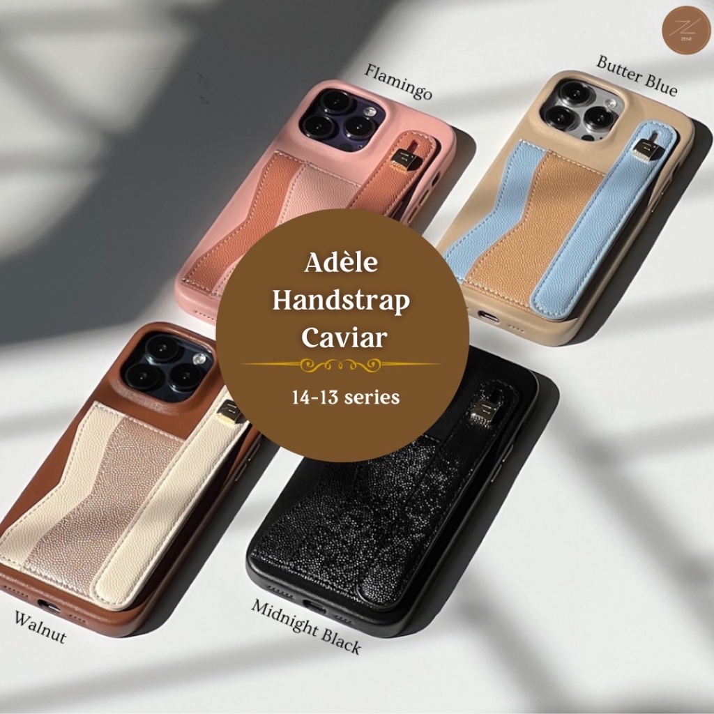 Adèle Hand Strap Caviar Phone Case 14-13 series เคสหนังใส่บัตา แบบคลุม ...