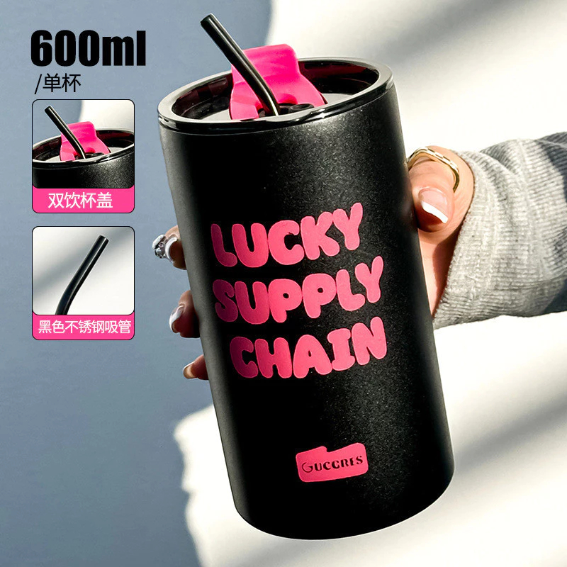 600ml Ins แบบพกพาถ้วยกาแฟสองชั้นกระติกน้ําร้อนสแตนเลสกระติกน้ําร้อนสําหรับการเดินทาง | Shopee ...