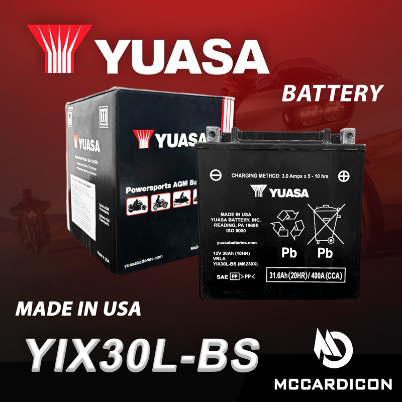 แบตเตอรี่แห้งแยกกรด ยัวซ่า (Yuasa) YIX30L-BS สำหรับ Harley Davidson ...