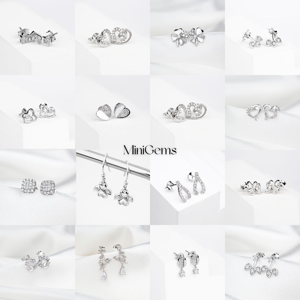 💥ลดพิเศษ💥 Mini Gems ต่างหู เพชรสวิส CZ ต่างหูเงินแท้ 92.5 | Shopee Thailand