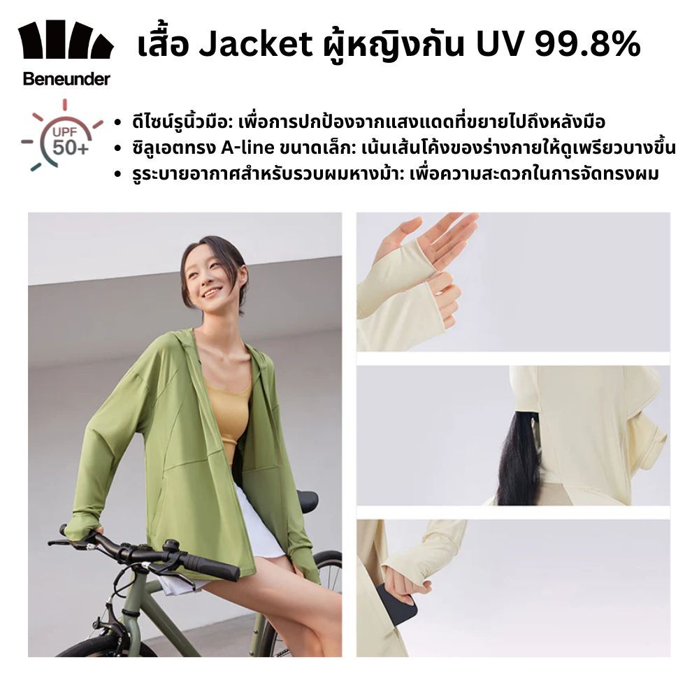 Beneunder เสื้อแจ็คเก็ตกันแดดสำหรับผู้หญิง UPF50+ UV99.8% รุ่น Icewave | Shopee Thailand