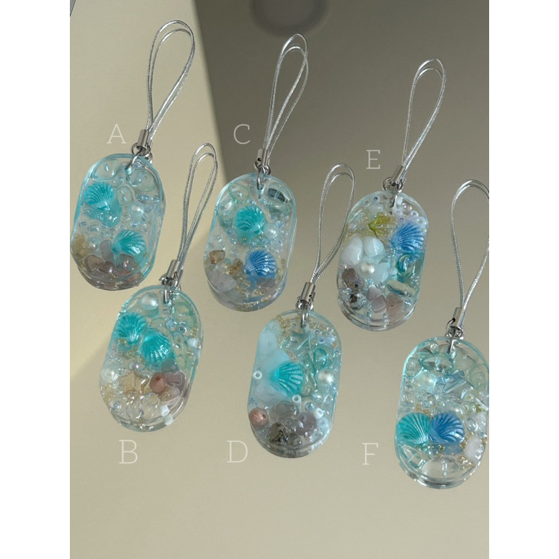 Whispy Blue Seashell Phone Charm Strap handmade with love