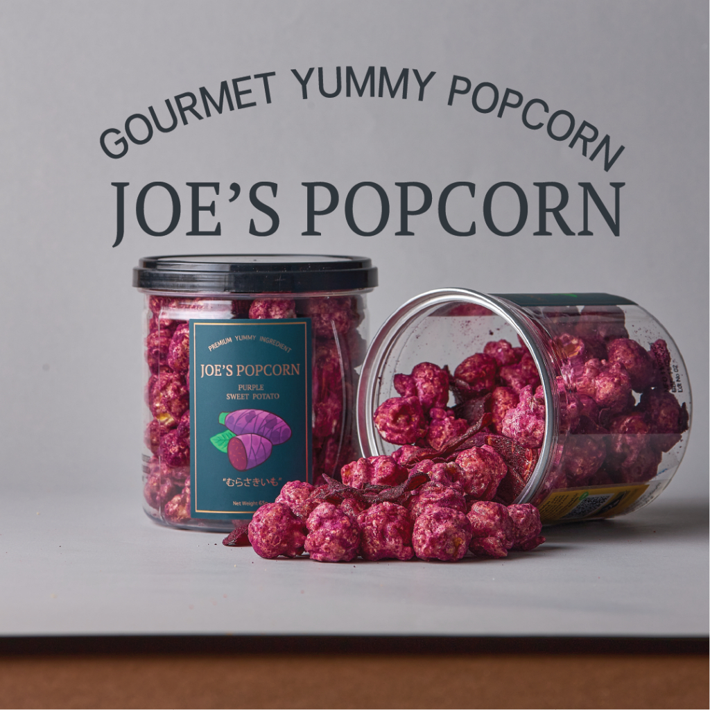 โจป๊อปคอร์น Joe's Popcorn ข้าวโพดอบกรอบ แบบกระปุก 65 กรัม รสมันม่วง ...