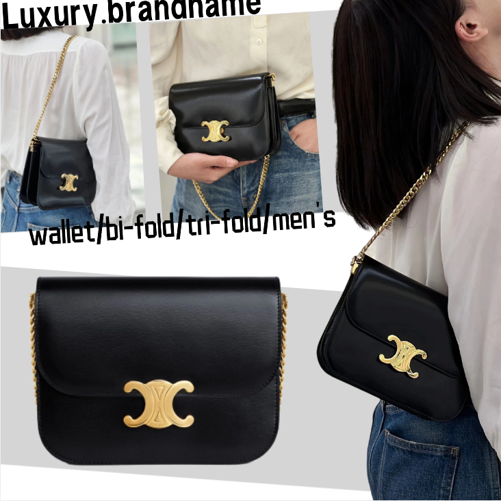 เซลีน Celine COLLEGE TRIOMPHE กระเป๋าถือ/กระเป๋าสายโซ่หนังวัวสีสดใส/รูป ...