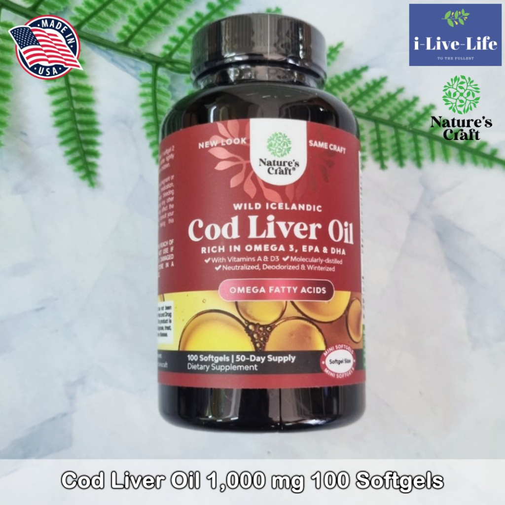 Nature's Craft - Wild Icelandic Cod Liver Oil 1,000 mg 100 Softgels ...