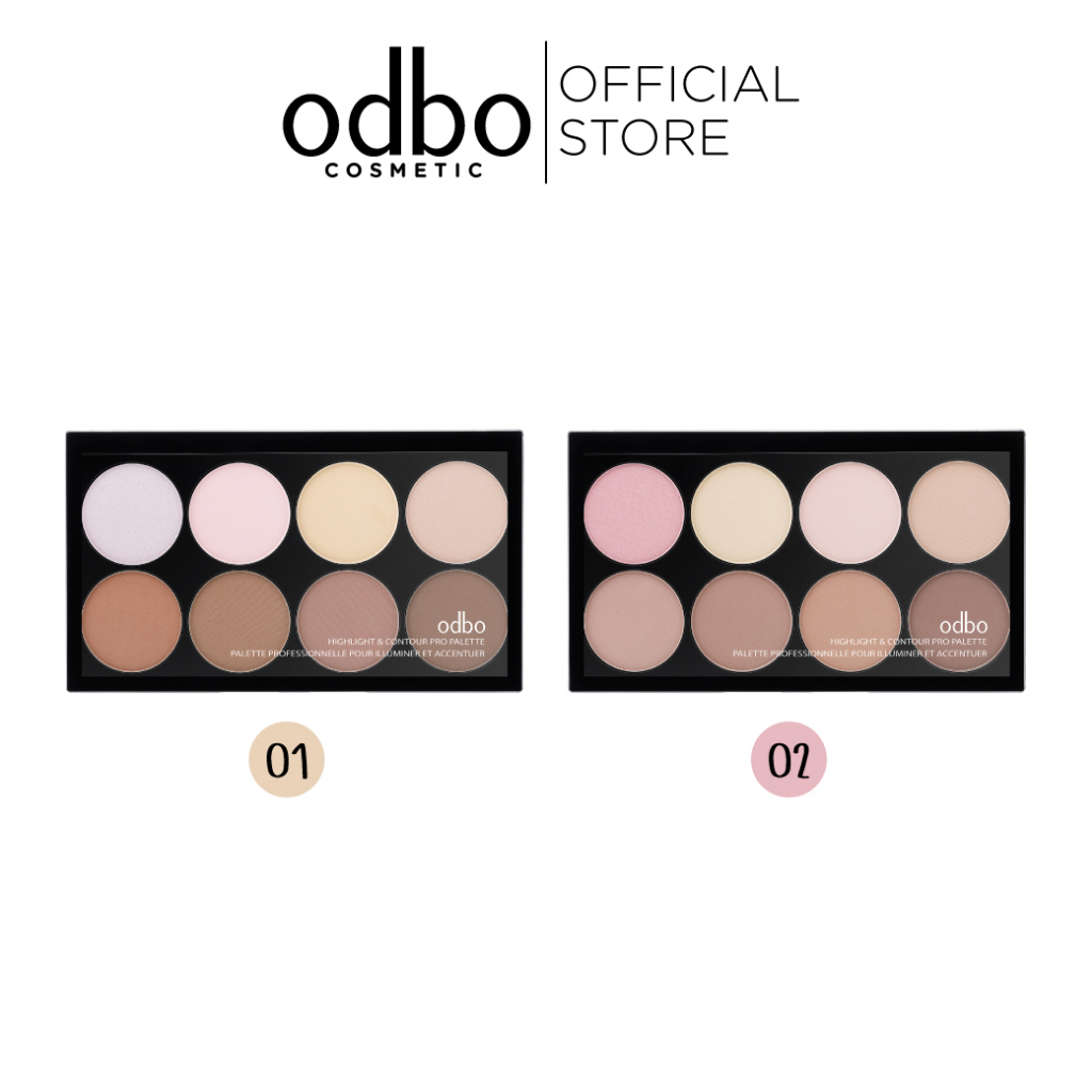 ODBO HIGHLIGHT & CONTOUR PRO PALETTE OD138 พาเลทรวมคอนทัวร์และไฮไลท์ 8 ...