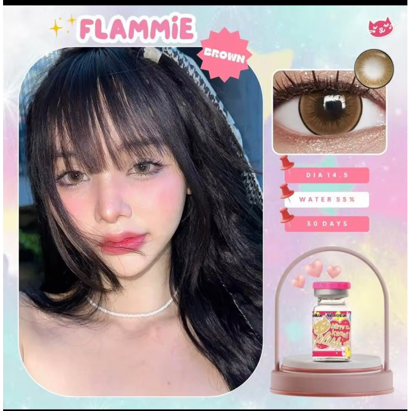 คอนเเทคเลนส์ Kittykawaii Flammie brown (dia 14.5) | Shopee Thailand