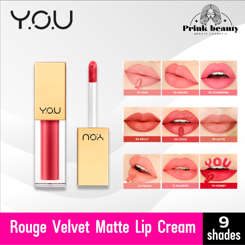 ถูกที่สุด YOU Rouge Velvet Matte Lip Cream (Shade01-22) เนื้อเนียน บาง ...
