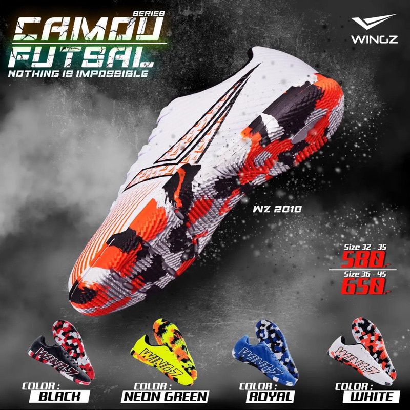 NFshoes💥 รองเท้าฟุตซอล WINGZ (วิงส์) รุ่น WZ2010 ไซส์ 33-45 กีฬา Sport Futsal | Shopee Thailand