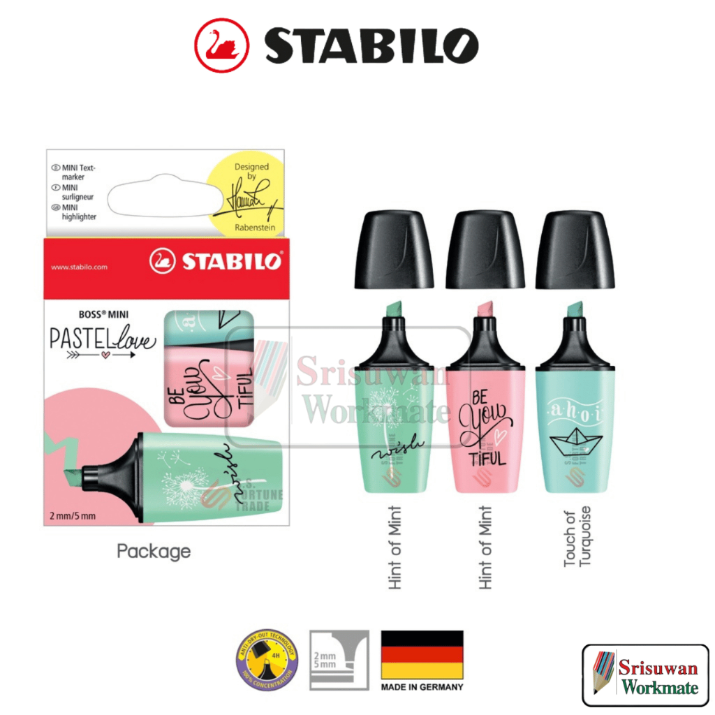 Stabilo Mini Boss Set 3 สี ชุดปากกาเน้นข้อความ มินิ Pastel love ...