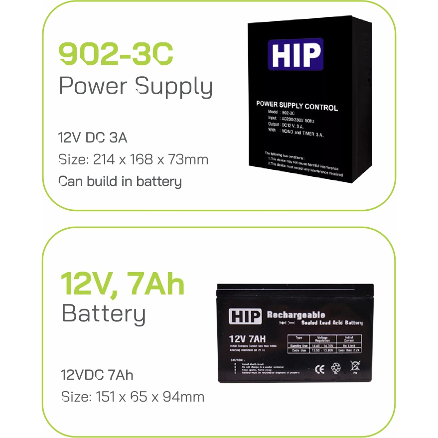 HIP 902-3C Power Supply 12V 3A แบตเตอรี่ 12V7AH สำรองไฟได้นาน 12 ชม. ...