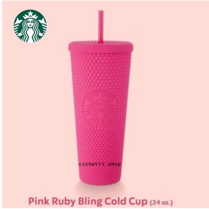 STARBUCKS pink ruby bling cold cup 24oz.(Taiwan) | Shopee Thailand