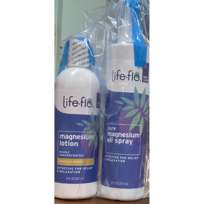 พร้อมส่ง exp 6/25 Life-flo, เพียวแมกนีเซียมออยล์สเปรย์/โลชั่นแมกนีเซียม ...